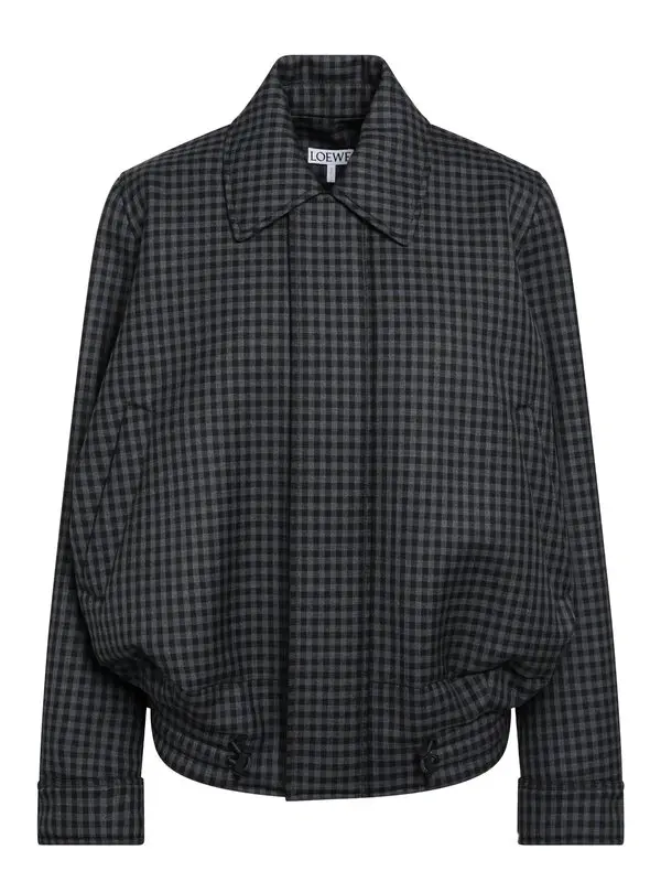 Loewe Blue And Black Wool Drawstring Jacket - Multicolor