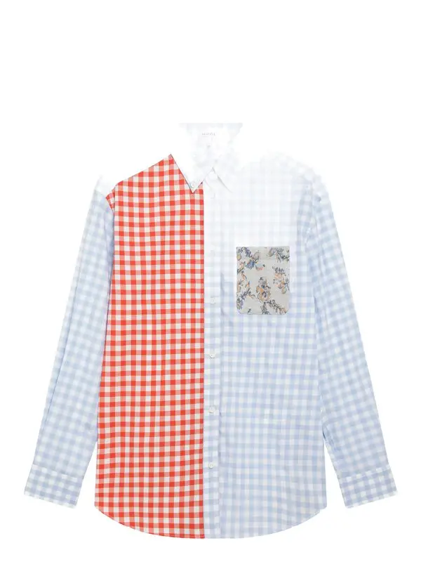 Loewe Light Blue And Orange Patchwork Cotton Shirt - Multicolor