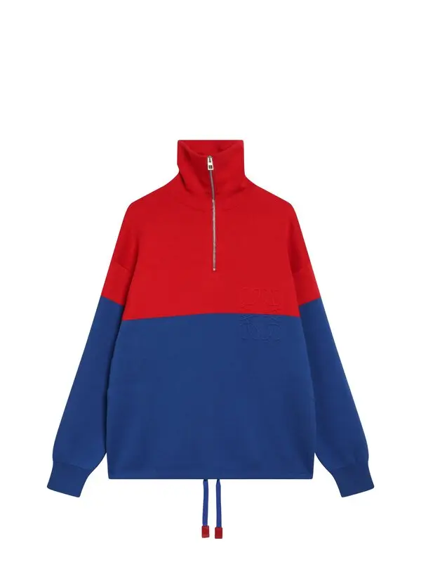 Loewe Two-tone And Blue Cotton Sweatshirt - Red