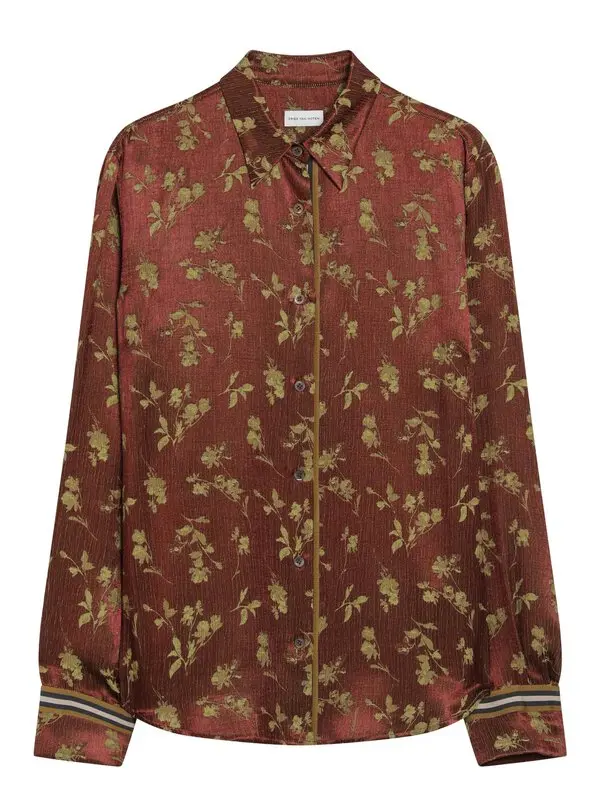 Dries Van Noten Rust-colored Jacquard Shirt - Burgundy