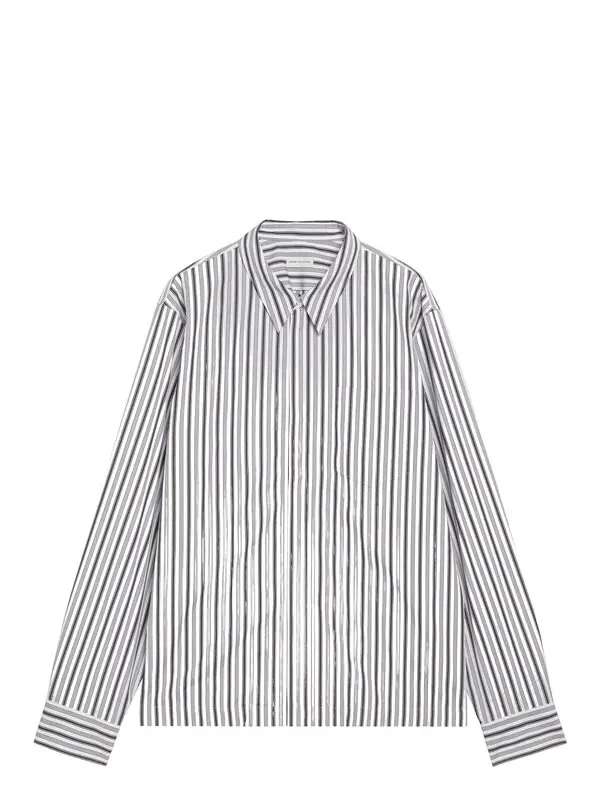 Dries Van Noten Striped Cotton Shirt With Zip - White