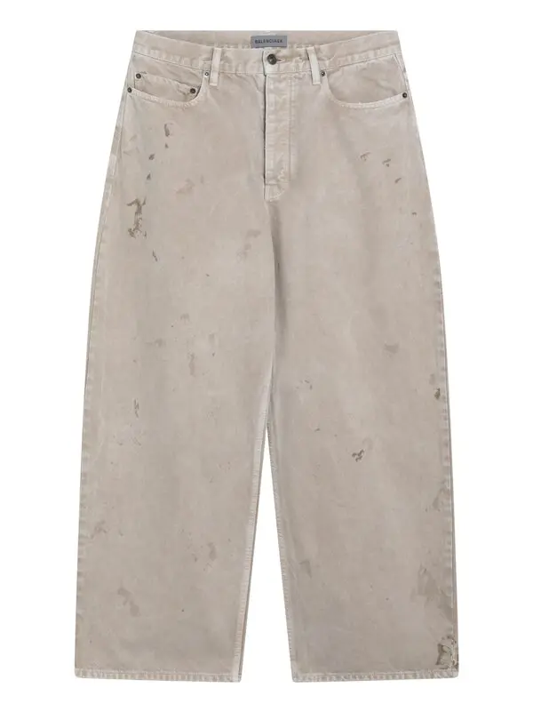 Balenciaga Beige Distressed Jeans With Ripped Details - Cream