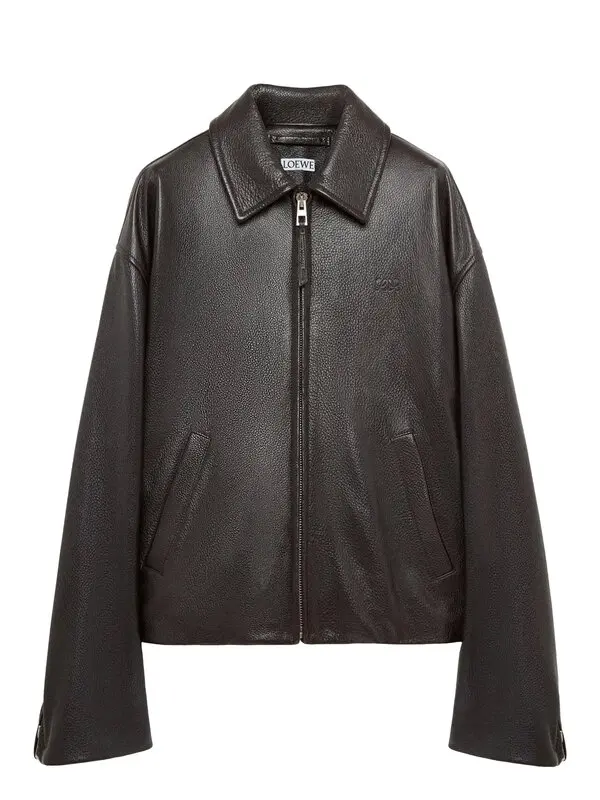 Loewe Dark Deerskin Zip-up Jacket - Brown