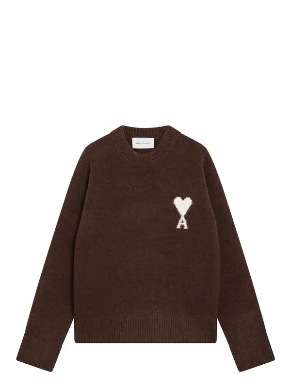 AMI Paris De Coeur Wool Sweater - Brown