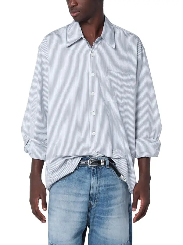 Our Legacy Above Striped Cotton Poplin Shirt - Gray