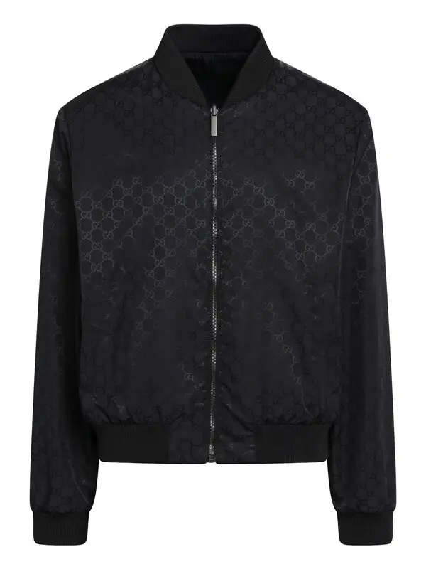 Gucci Reversible Zip-up Jacket In Lightweight Silk Faille - Black