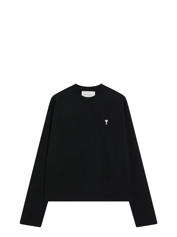 AMI Paris De Coeur Sweatshirt In /cream Cotton - Black