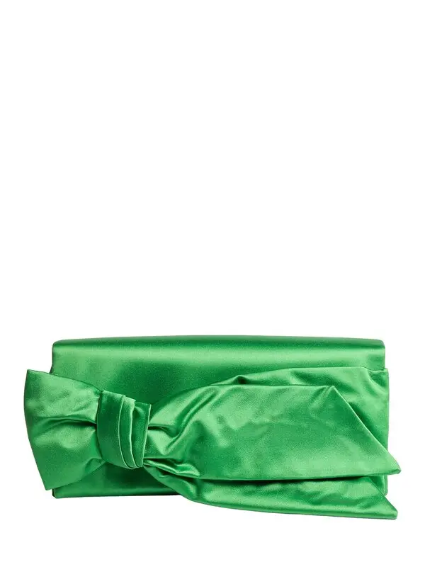 Carolina Herrera Satin Bow Karlita Clutch Bag - Green
