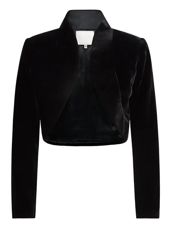 Costarellos Velvet Elvie Cropped Jacket - Black