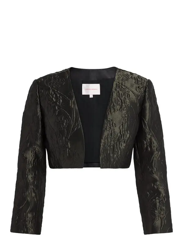 Carolina Herrera Cloqué Floral Cropped Jacket - Green