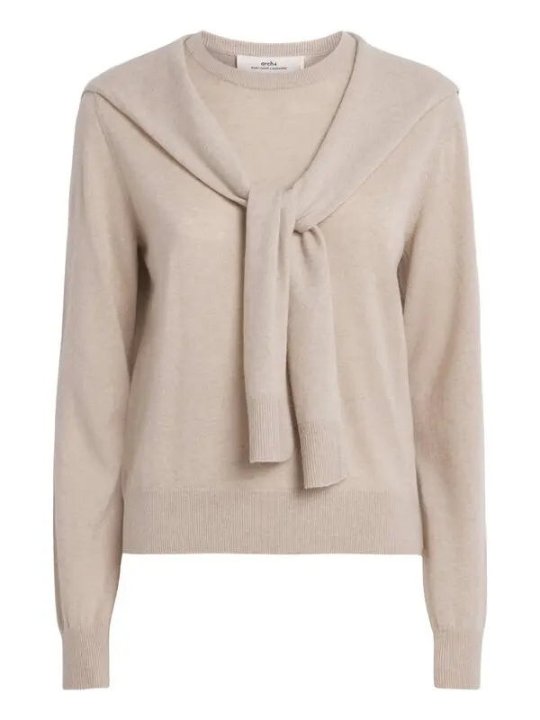 Arch4 Cashmere Tie-front Sonja Sweater - Beige