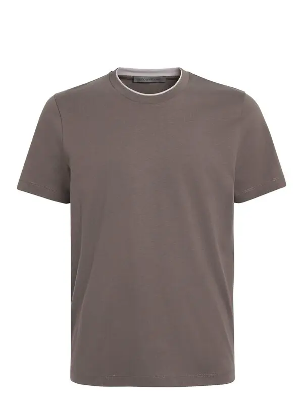 Corneliani Cotton Double-neckline T-shirt - Brown