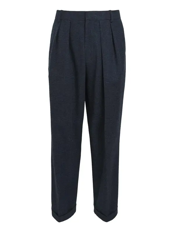 Johnstons Of Elgin Wool-cashmere Check Traquair Trousers - Navy