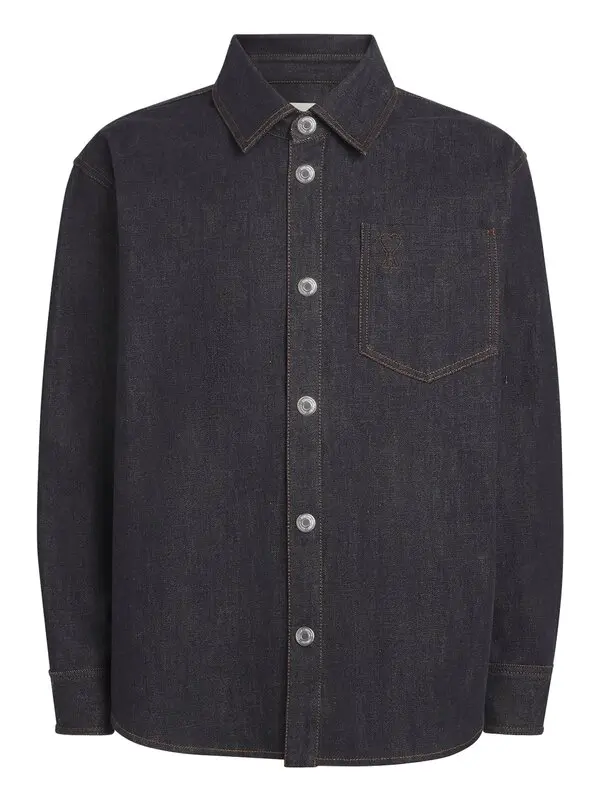 AMI Paris Denim De Coeur Overshirt - Blue