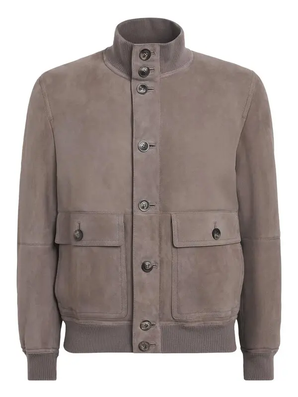 Herno Suede Bomber Jacket - Brown