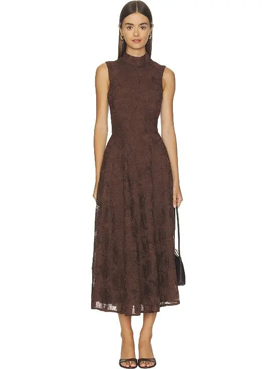 ROTATE BY BIRGER CHRISTENSEN Kaoru Dress In Brown - Mole