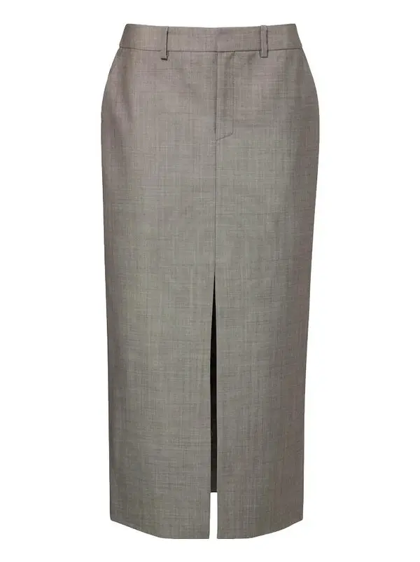 THE FRANKIE SHOP Maybelle Wool Pencil Skirt - Grey