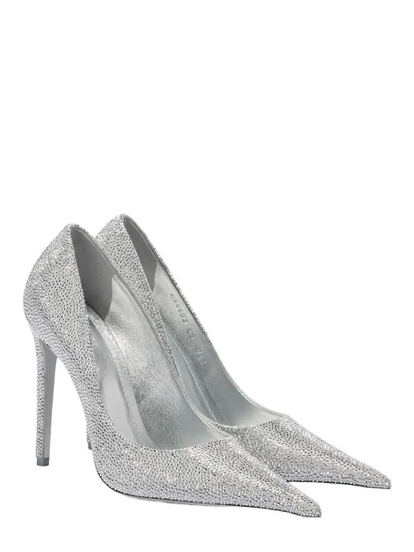 Gucci Donna Embellished Metallic Leather Pumps - Silver