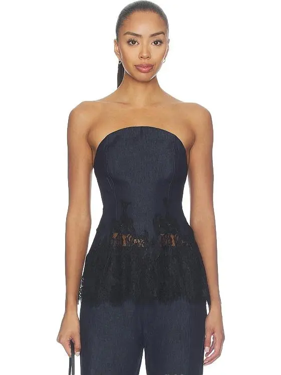 Amanda Uprichard Romilly Strapless Top In Navy - Indigo
