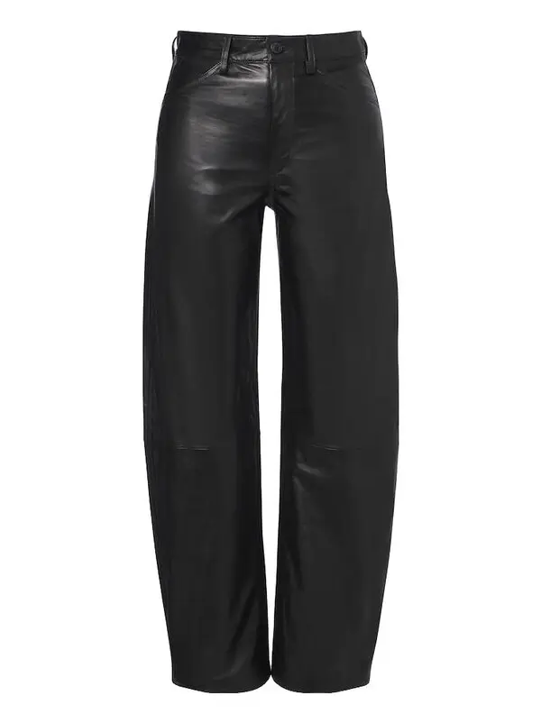 NILI LOTAN Tribeca Leather Barrel-leg Pants - Black