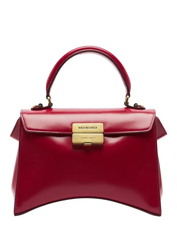 Balenciaga Hourglass Avenue Small Leather Top-handle Bag - Red