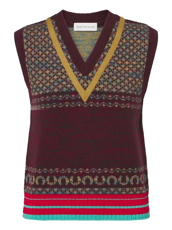 Dries Van Noten Jacquard Cashmere And Wool Vest - Multicoloured