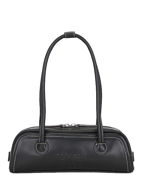 MARGESHERWOOD Soft Boston East West Mini Bag In Black - Black Plain