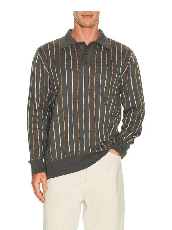 FAR AFIELD Benny Knitted Polo - Grey