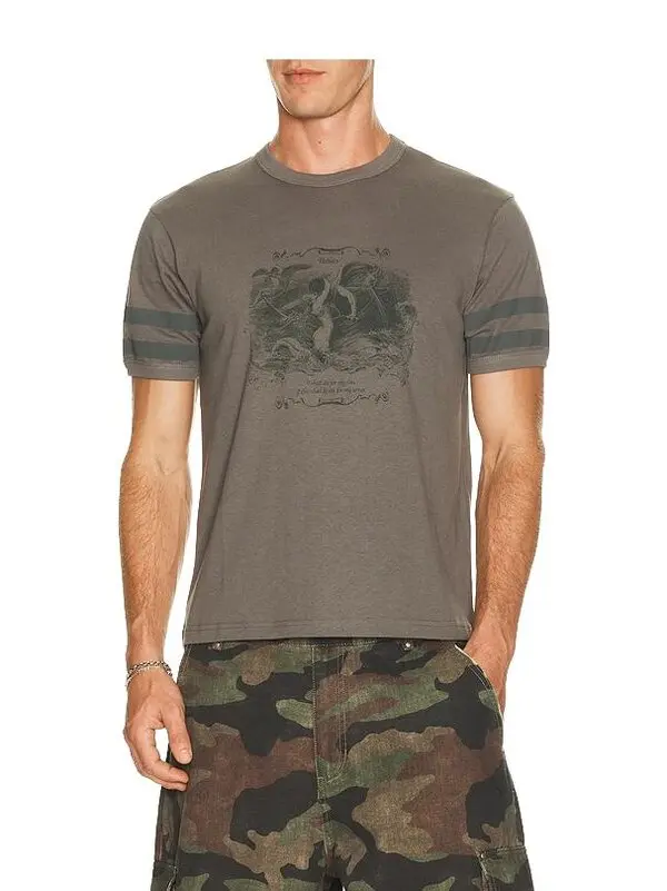 PALMES Mermaid Ringer Tee Shirt In Grey - Charcoal