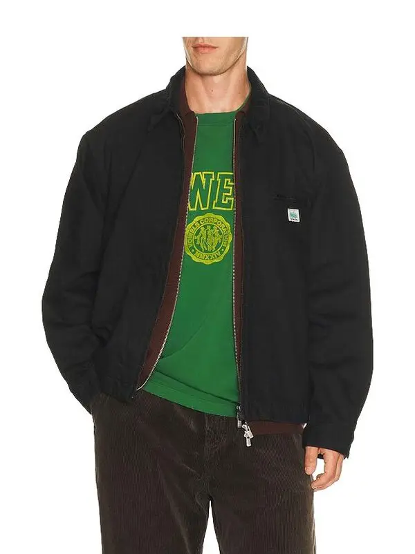 VOWELS Garment Dyed Zip Up Jacket - Black