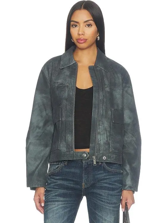 Free People X We The Free Blair Faux Suede Sierra Jacket In Navy - Navy Wave