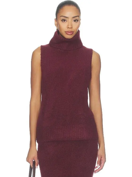 SNDYS. X Winnie Sleevless Knit Top In Wine - Cherry