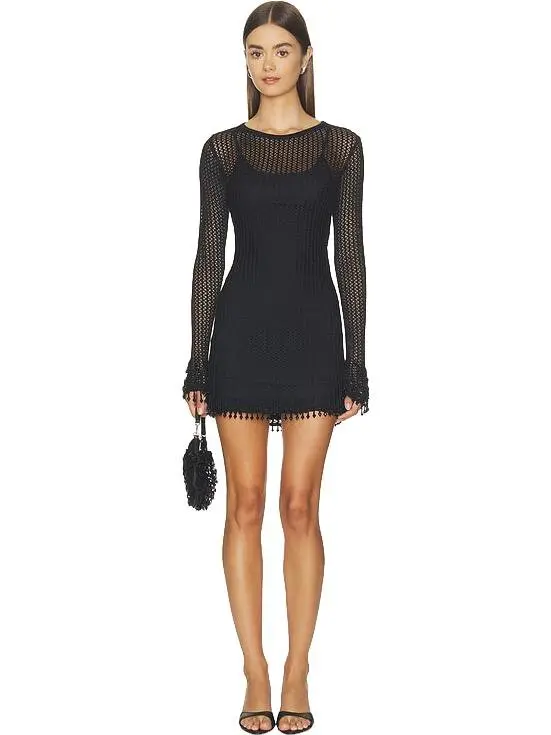 Agua Bendita Palmery Mini Dress In Black - Multicolor