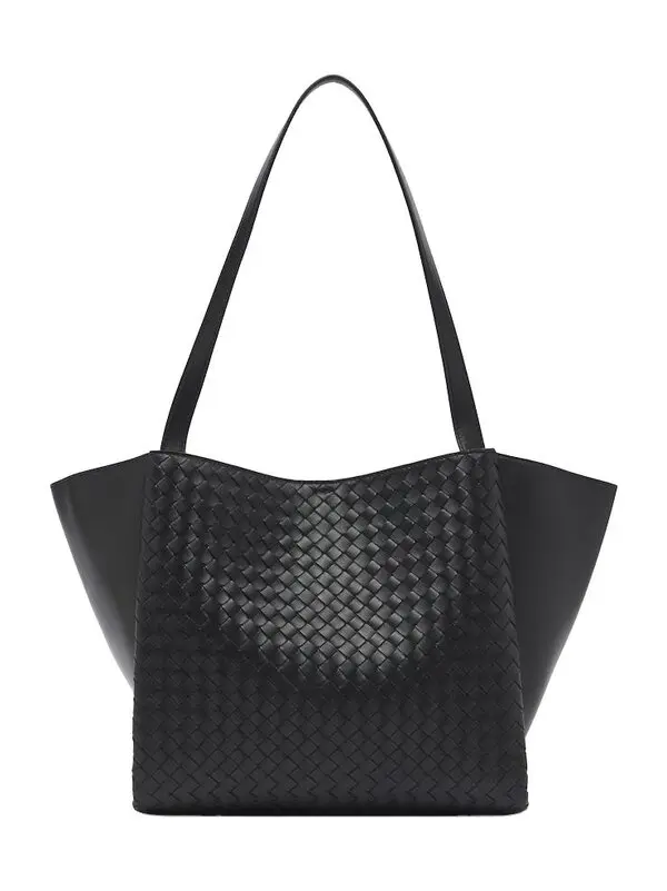 Bottega Veneta Corso Intrecciato Leather Tote Bag - Black