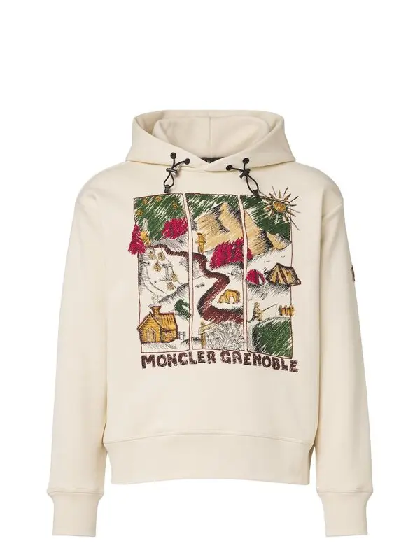 Moncler Printed Cotton-blend Jersey Hoodie - Multicoloured