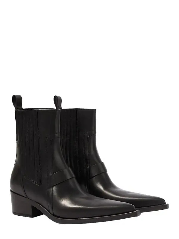 Rick Owens Pointed Silver Leather Ankle Boots - Black