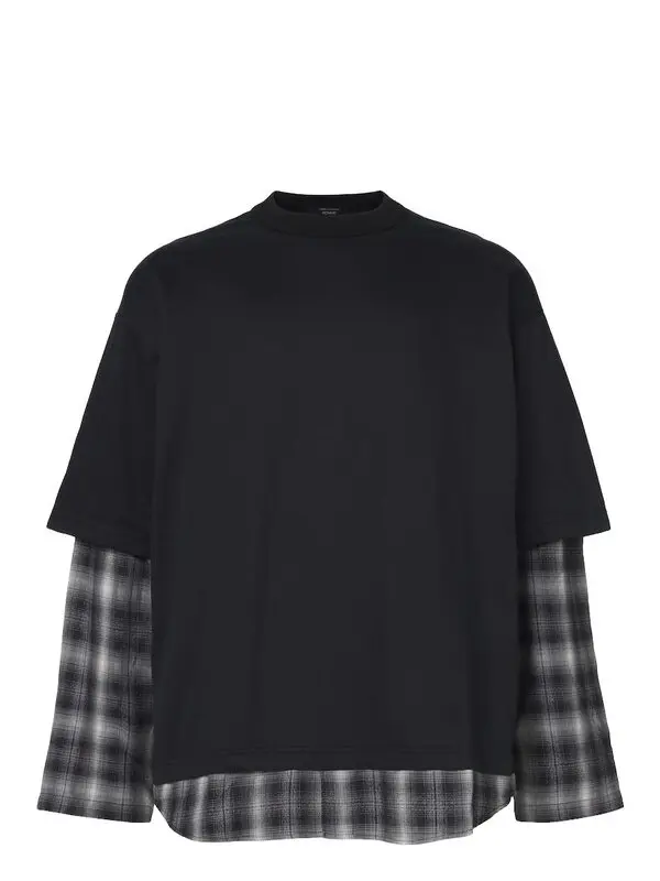 Comme Des Garçons Homme Layered Checked Cotton Jersey T-shirt - Black