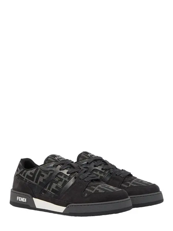 Fendi Match Ff Zucca Suede-trimmed Sneakers - Grey