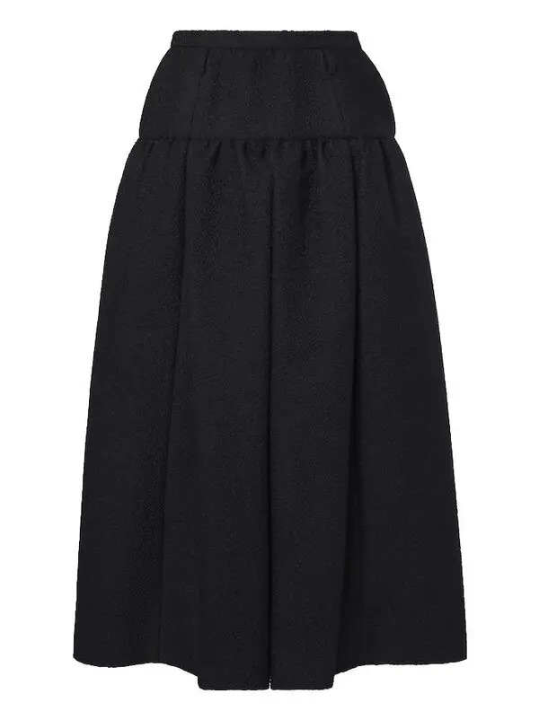 Dolce & Gabbana Gathered Wool And Silk-blend Midi Skirt - Black