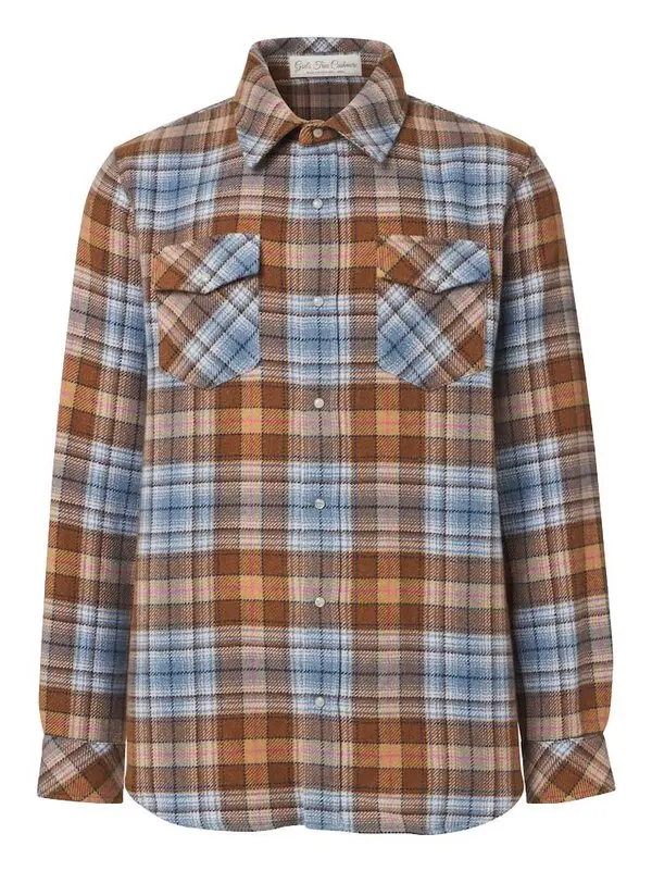 GOD'S TRUE CASHMERE Nomad Plaid Cashmere Shirt With Moonstones - Multicoloured