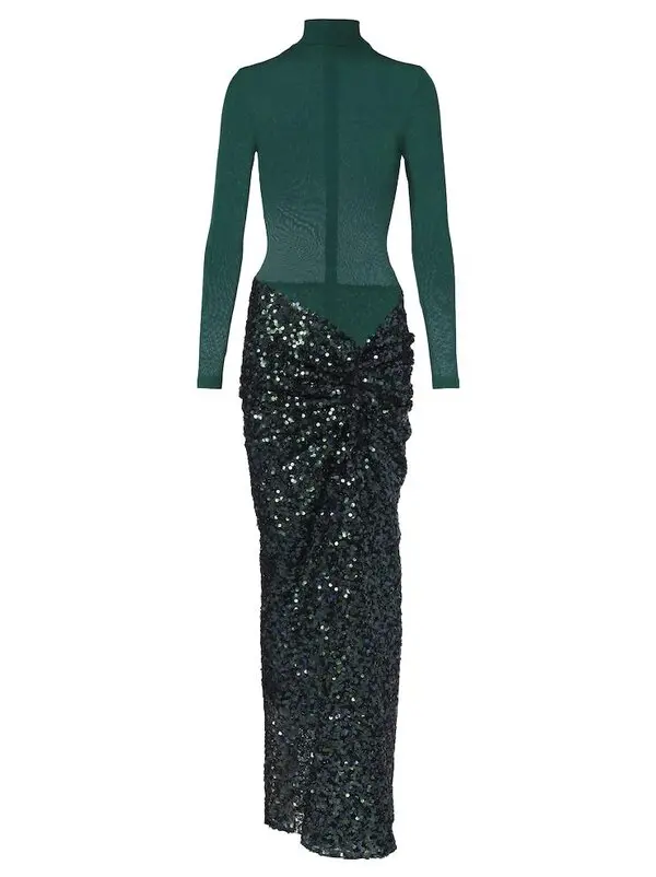 Christopher Esber Gathered Sequined Gown - Green