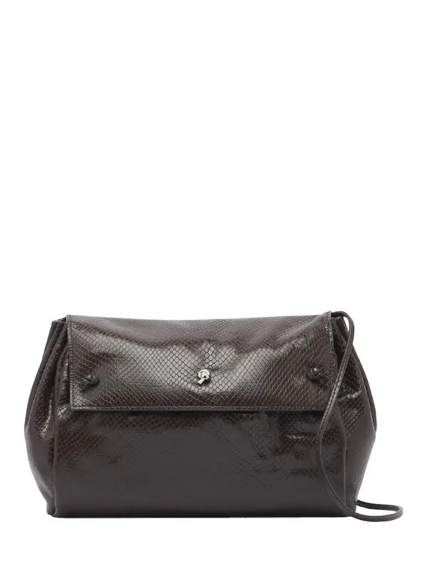 Staud Cy Snake-effect Leather Clutch - Brown