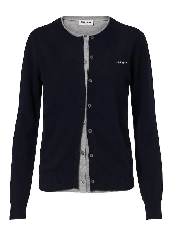 Miu Miu Layered Cashmere Cardigan - Blue
