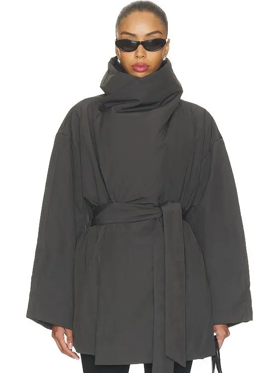 EAVES Dmitry Trench Coat In Charcoal - Black