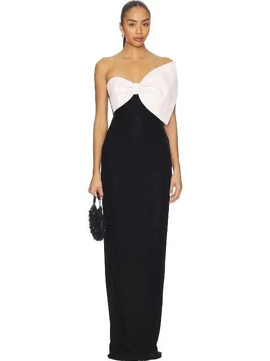 SAU LEE Eleanor Velvet Gown - Black