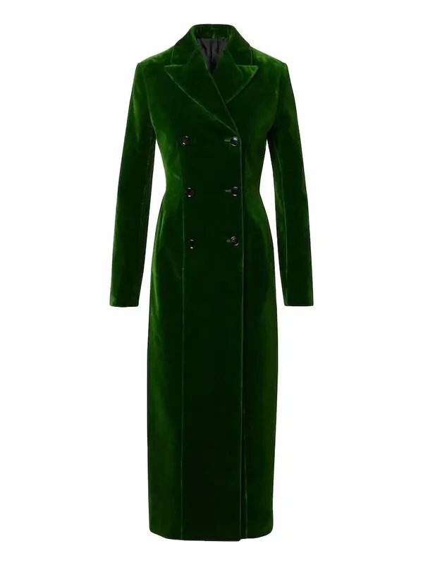Alaïa Double-breasted Cotton Velvet Coat - Green