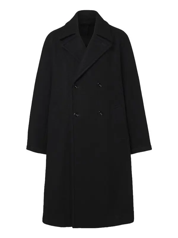 LEMAIRE Double-breasted Wool And Alpaca Coat - Black