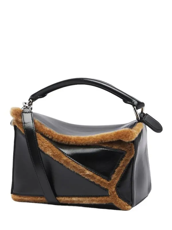 Loewe Puzzle Aviator Small Leather Top-handle Bag - Black