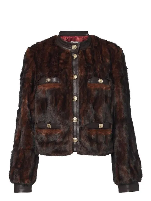 Rixo Jina Cropped Jacket - Brown