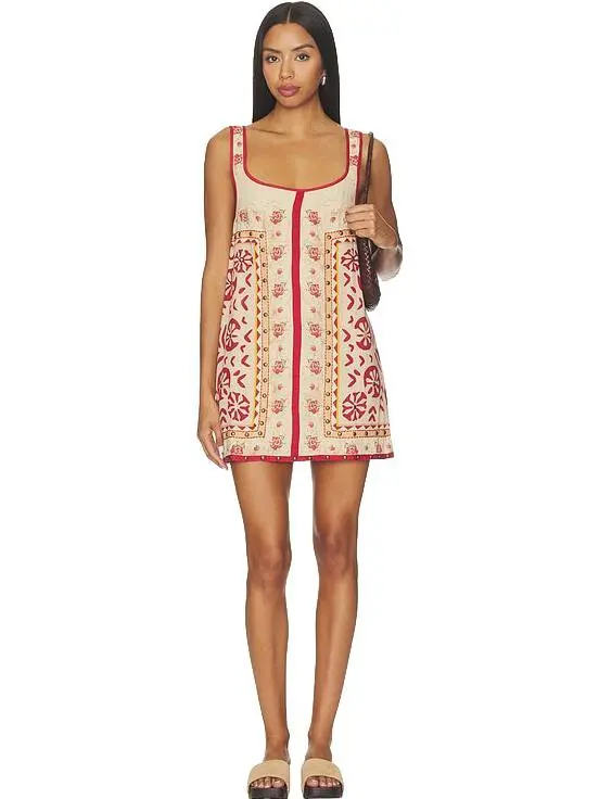 Free People Fleur Mini Shift Dress In Multi - Tea Combo